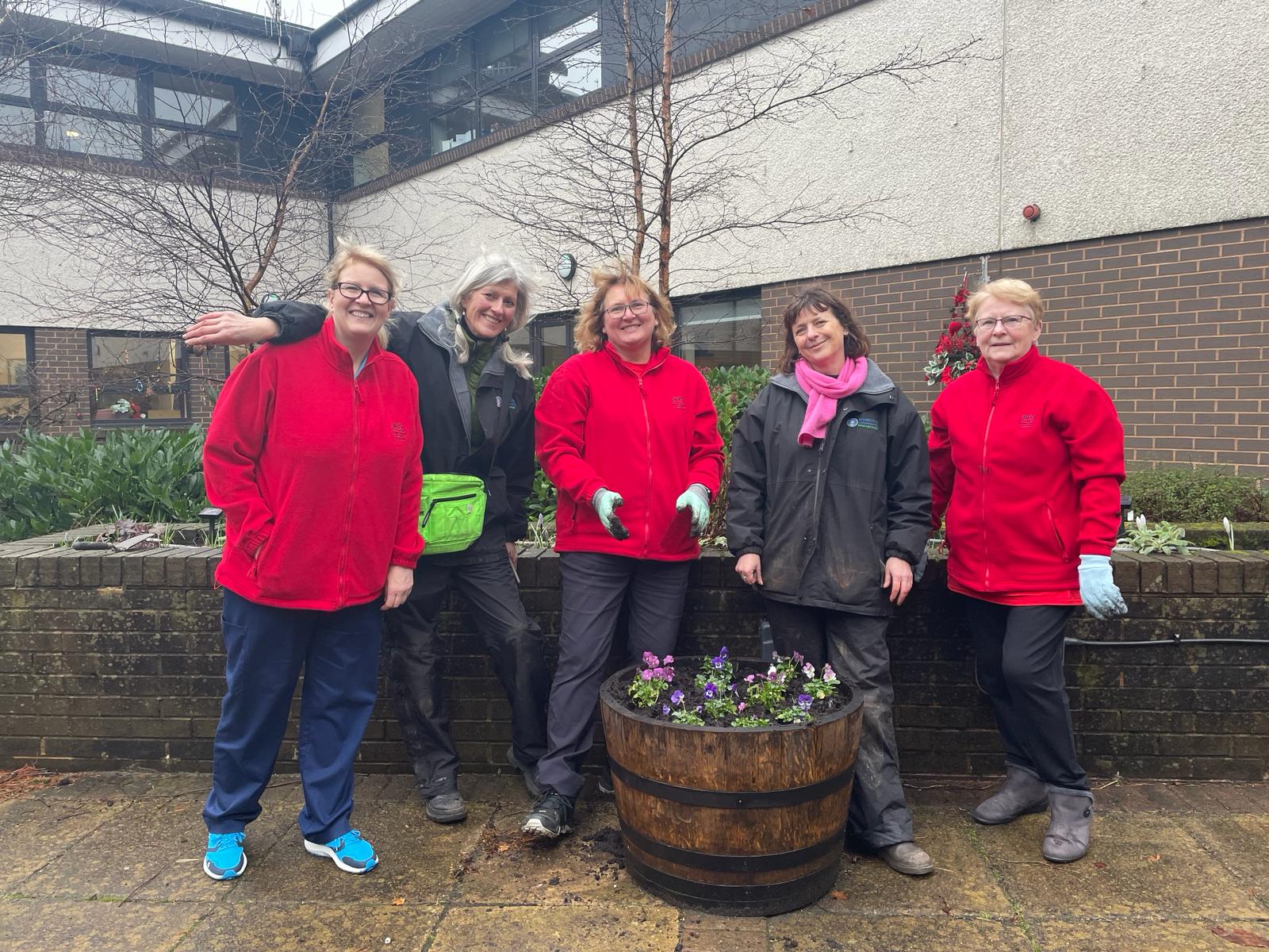 Food network donation helps brighten up hospital garden for spring - NHSGGC